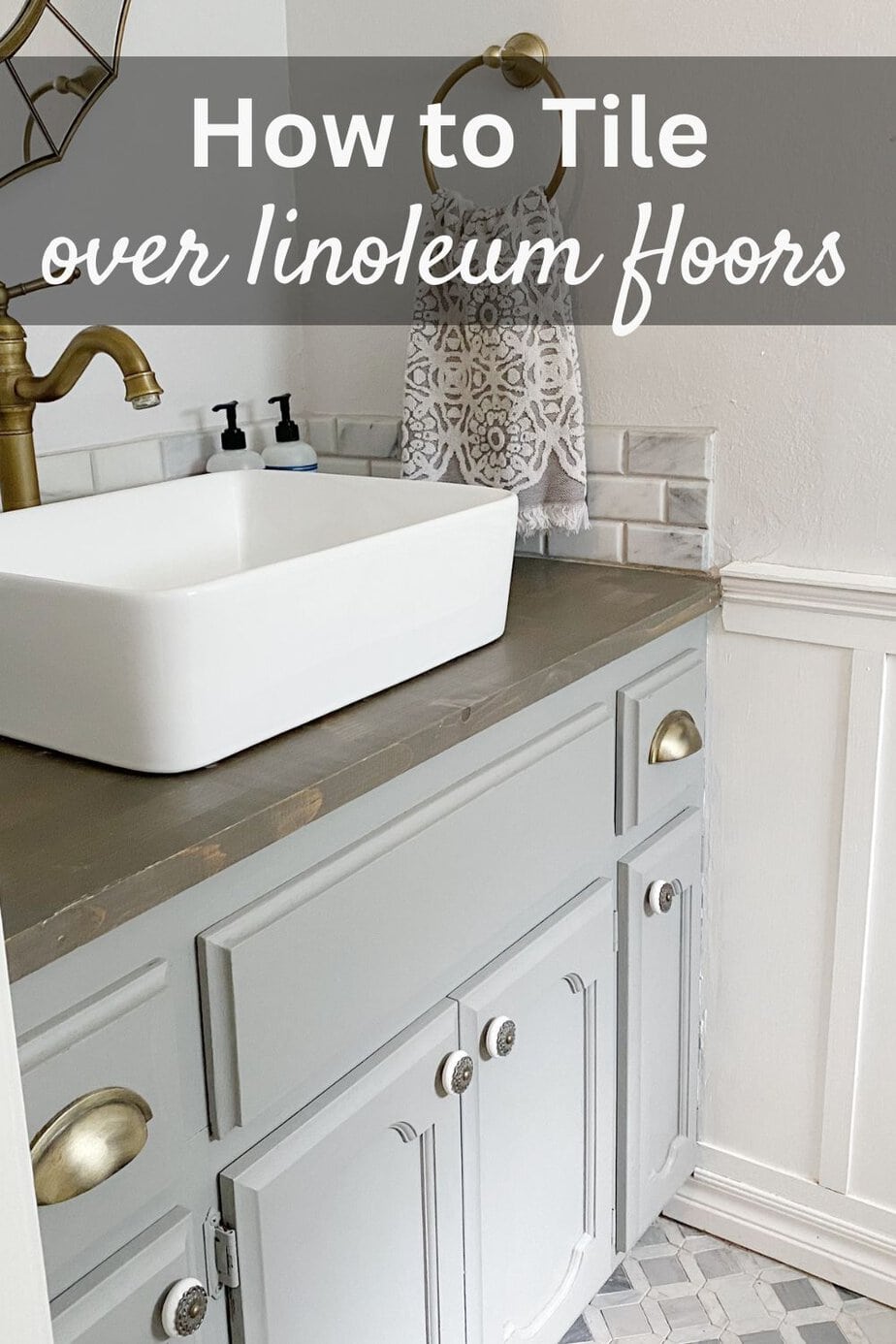Small Half Bathroom: Tiling Over Linoleum Floors - Dori Turner ...
